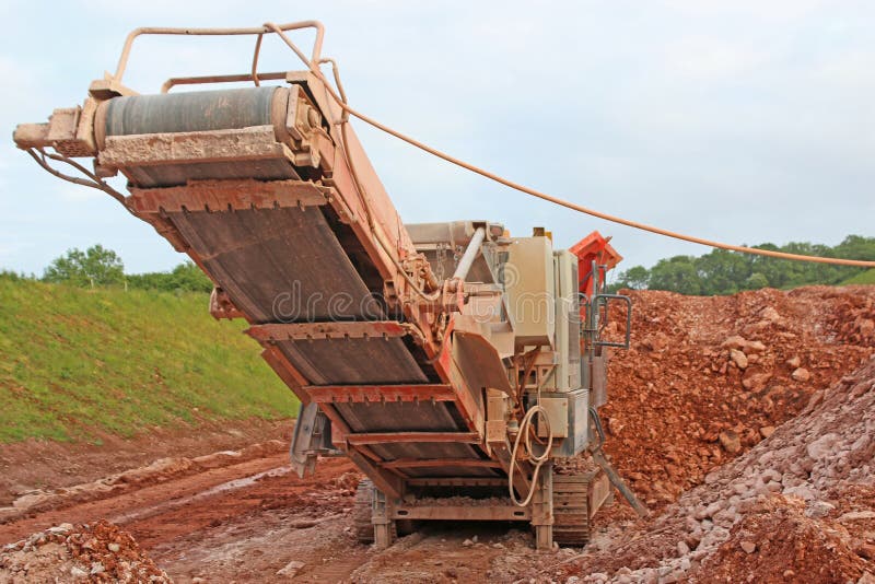 Stone Crusher on a Road Construction Site Stock Photo - Image of ...