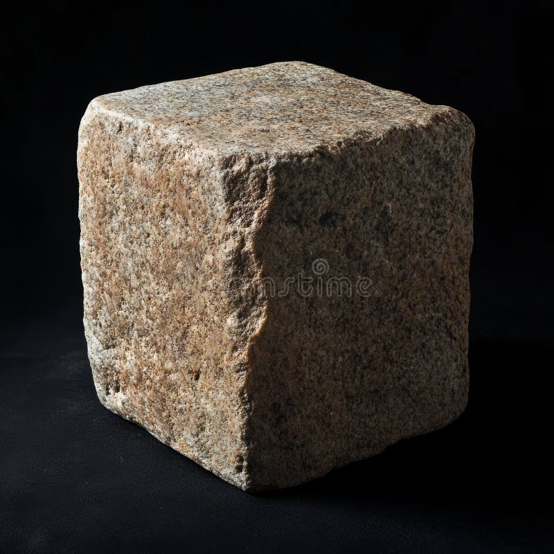 Stone Cube on Black Background, 3d Render. Computer Digital Drawing ...