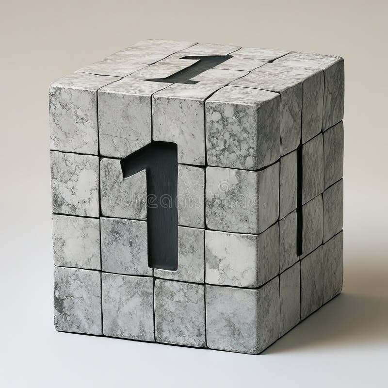 Stone Cube with Number 1. 3D Render. Vector Illustration Stock ...
