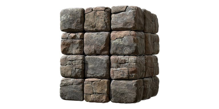 Stone Cube Structure Isolated on Transparent Background Stock Photo ...