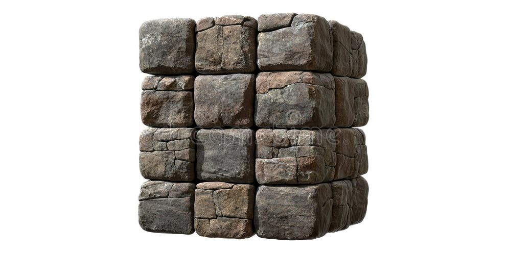 Stone Cube Structure Isolated on Transparent Background Stock Photo ...