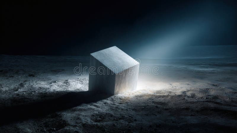 Stone Cube on Surface Under Light Stock Illustration - Illustration of ...