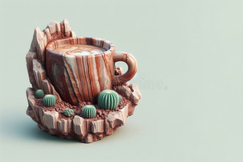 Stone Cup with Coffee. Place for Text. Stock Illustration ...