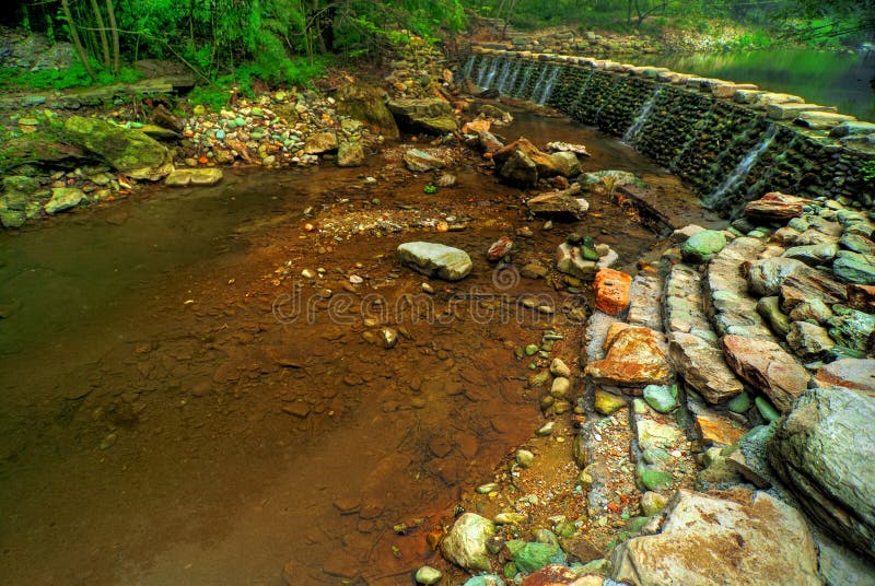 Stone dam stock image. Image of stones, forested, rock - 4489847