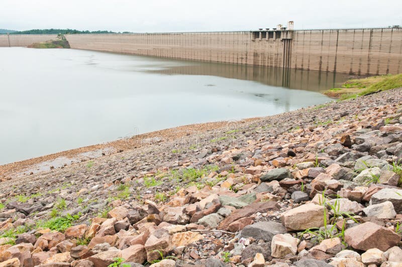 Stone and dam water level stock image. Image of river - 26825951