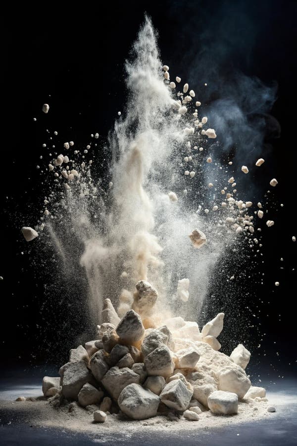 Stone Debris Explosion with White Powder Stock Illustration ...