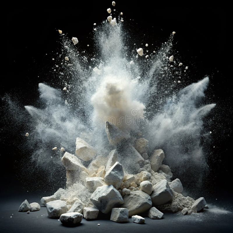 Stone Debris Explosion with White Powder Stock Illustration ...