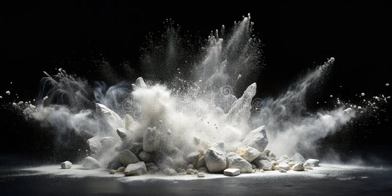 Stone Debris Explosion with White Powder Stock Illustration ...