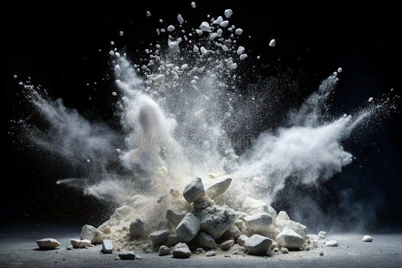 Stone Debris Explosion with White Powder Stock Illustration ...