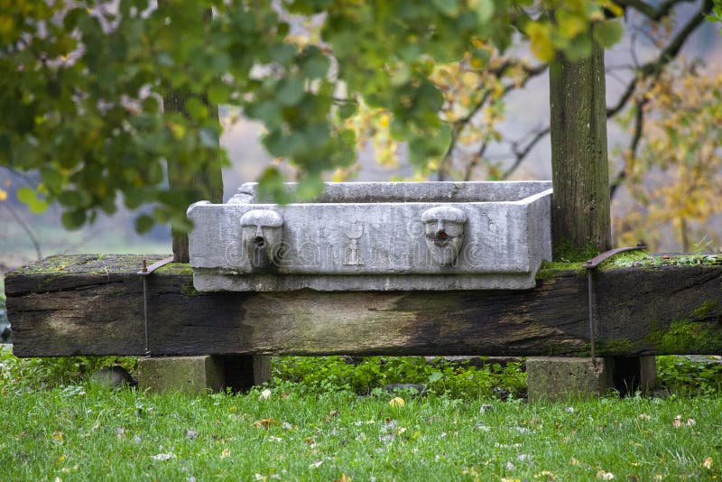 Stone Decorated Trough for Wine Making Stock Photo - Image of granite ...