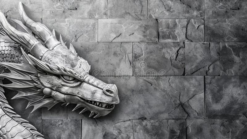 Stone Dragon Sculpture stock illustration. Illustration of brick ...