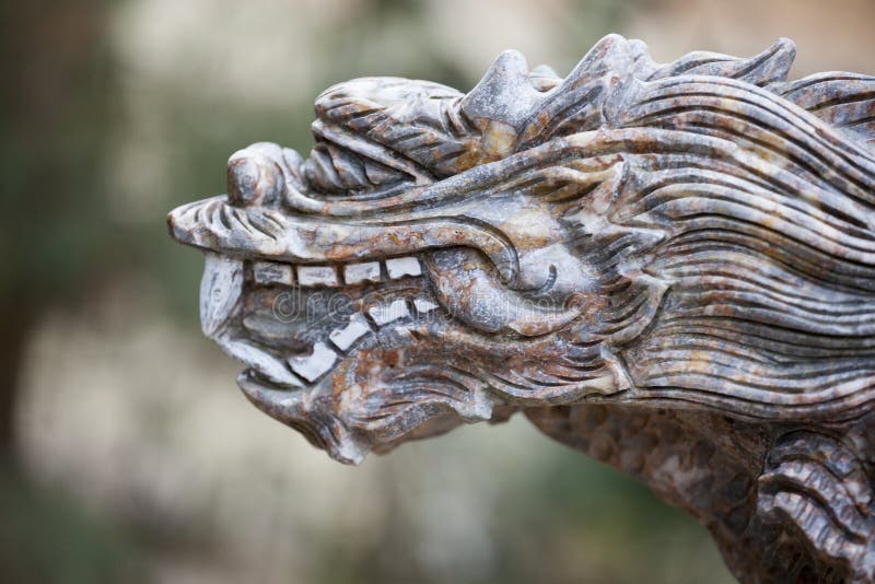 Stone Dragon Statue Tree Background Stock Photo - Image of decoration ...