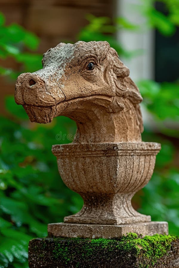 Stone Dragon Statue in a Garden. Stock Illustration - Illustration of ...
