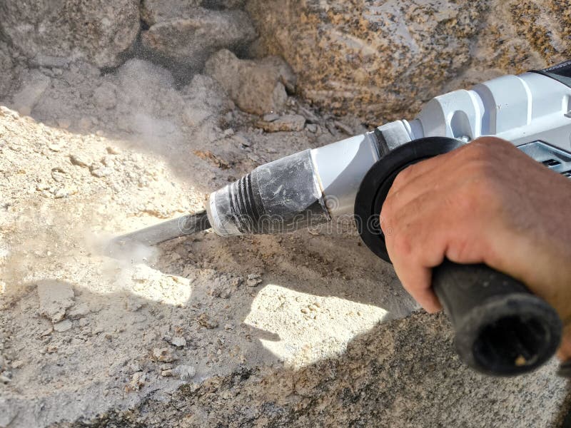 Stone Drilling Impact Hammer Use Stock Image - Image of adventure ...