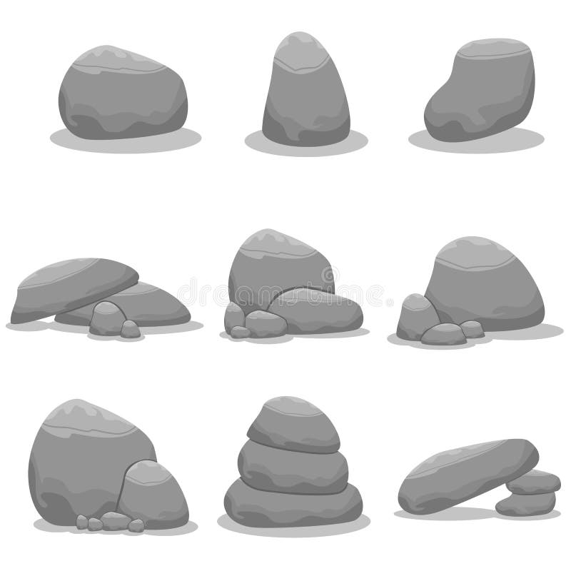 Stone Element Set Doodles Vector Stock Vector - Illustration of gray ...