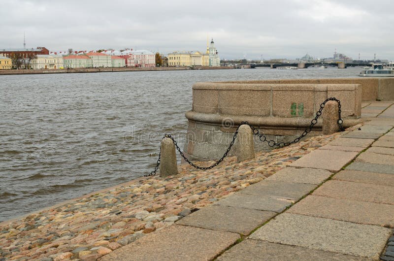 The Stone Embankment of the River. Stock Photo - Image of water, beach ...