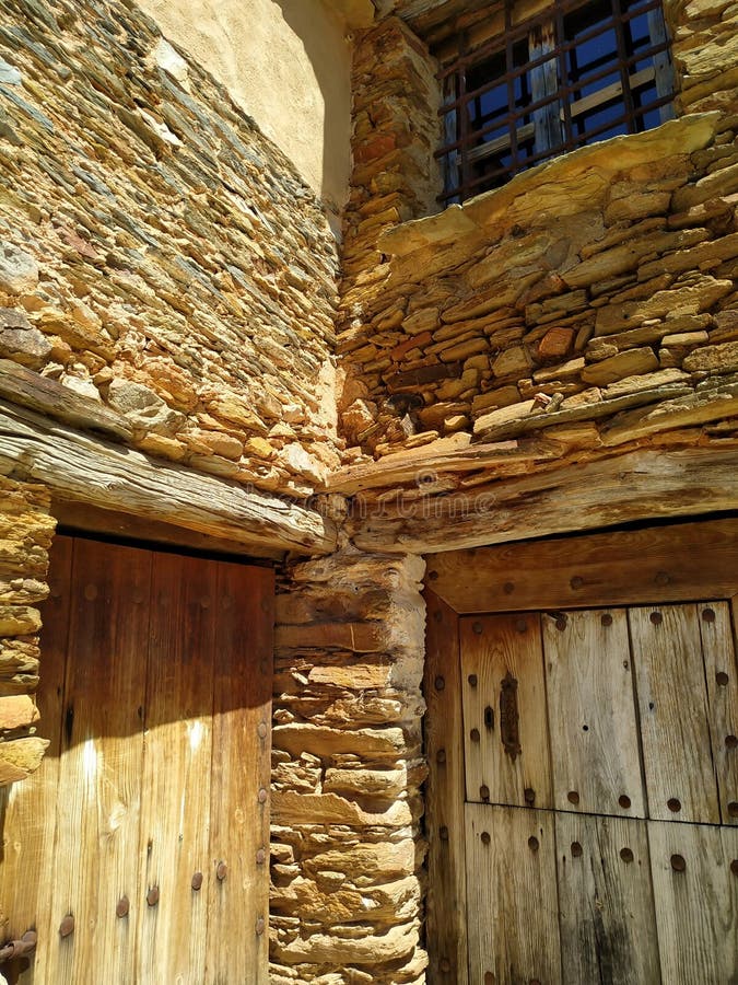 Stone Facade of a Typical Spanish Village House Stock Image - Image of ...