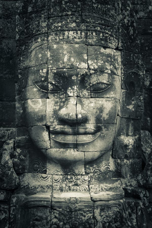 Stone face in Bayon temple stock image. Image of asian - 64046699