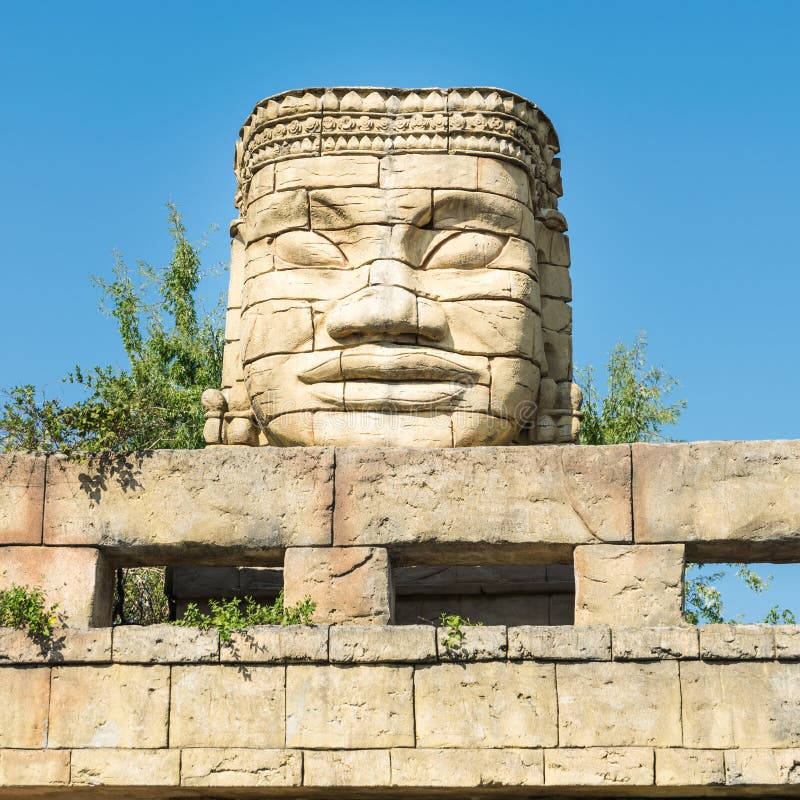 Stone face of a temple. stock photo. Image of archaeology - 60572282