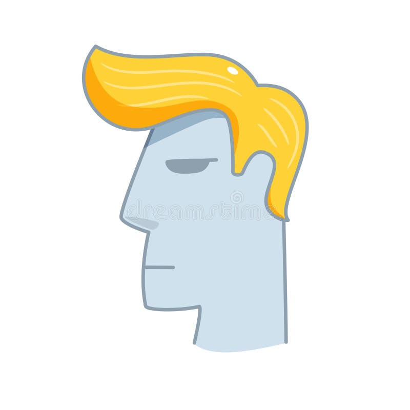 A Stone Face with Yellow Hair. Isolated Vector Illustration Stock ...
