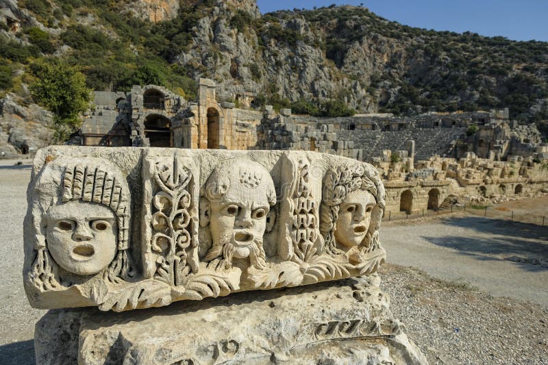 Stone Faces in the Ruins of Myra Ancient City in Demre, Turkey ...