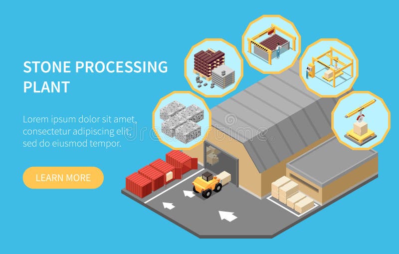 Stone Factory Isometric stock vector. Illustration of rock - 292016290