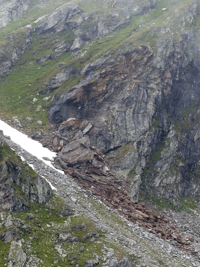 Stone Fall at Berlin High Path, Zillertal Alps in Tyrol, Austria Stock ...