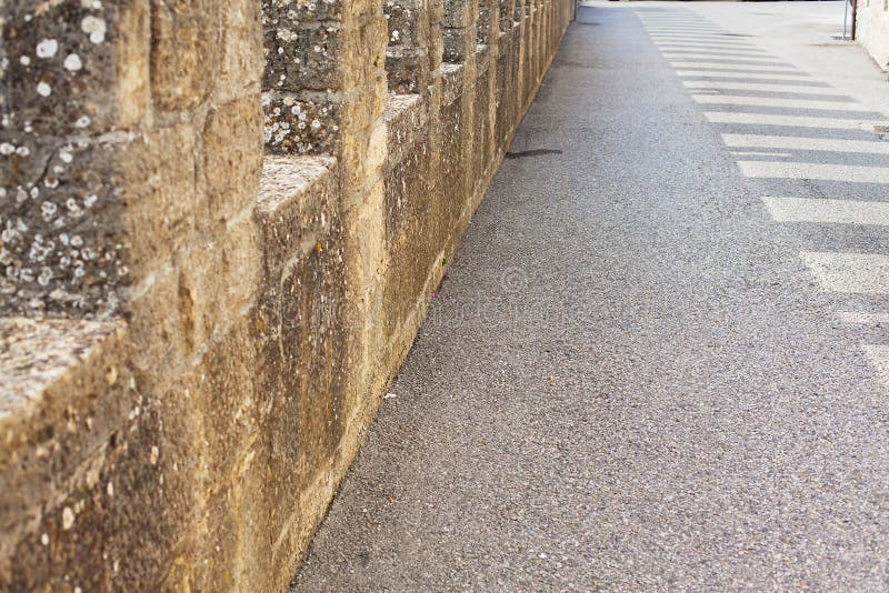 Stone fence notched. stock photo. Image of wall, scene - 71726324