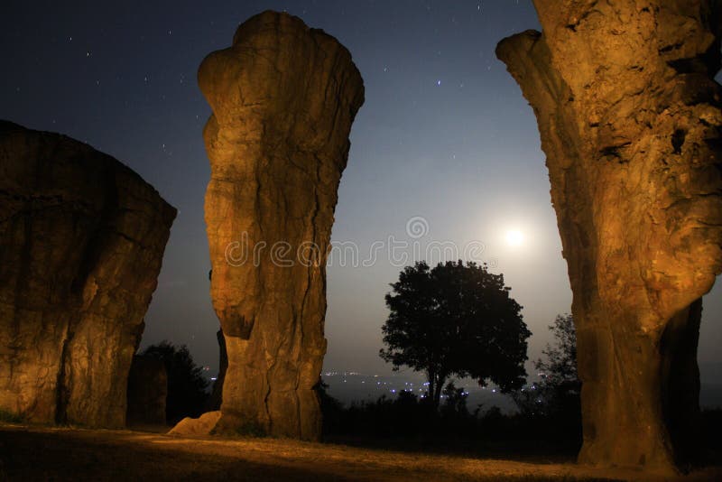 Stone Field Under the Moonlight. Stock Image - Image of thailand ...