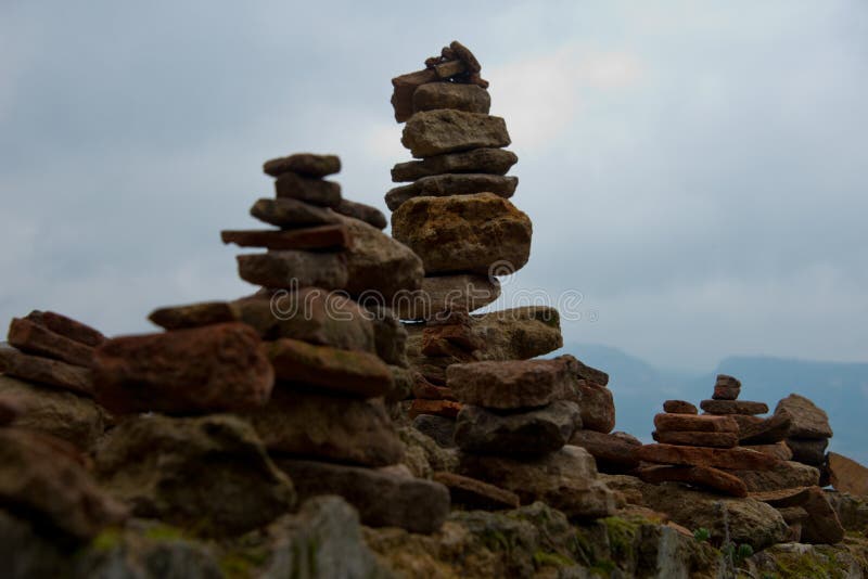 Stone Figures Set As Signposts Stock Photo - Image of rock, mountain ...