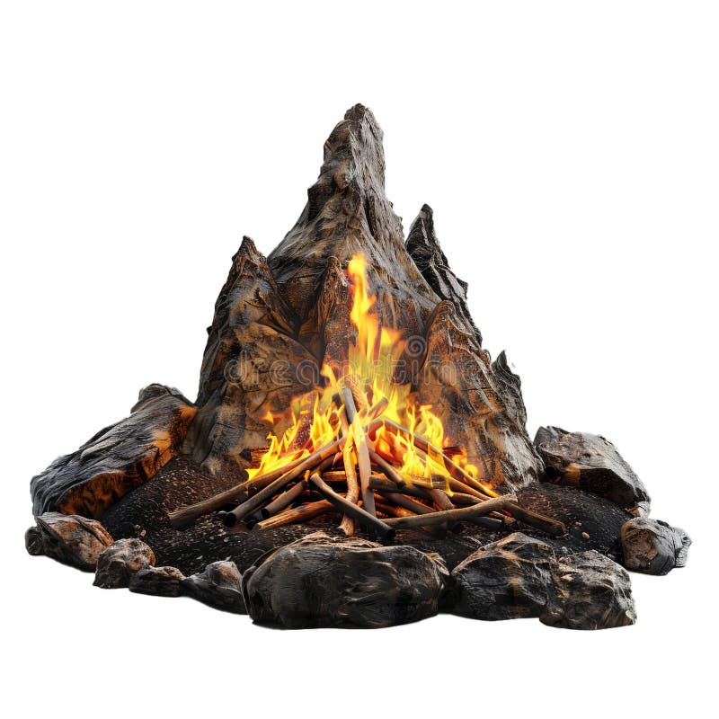 Stone Fire Pit Flames Isolated White Background Stock Photos - Free ...