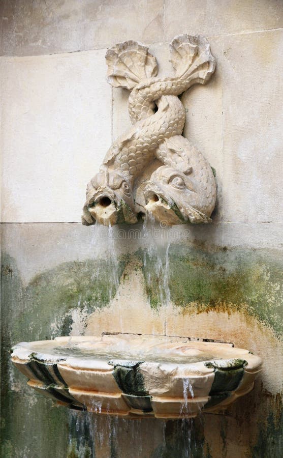 Stone fishes stock image. Image of portugal, fishes, fountain - 47780801