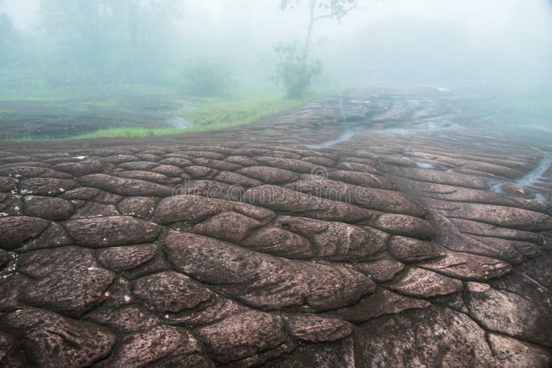 Stone Floor on Mountain with Fog or Mist Stock Image - Image of ...