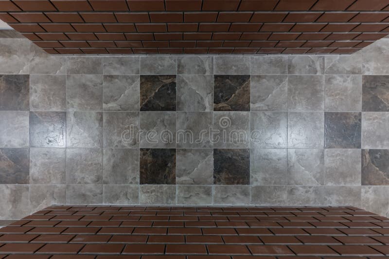 Stone Floor Texture in Corridor. Overhead View with Red Brick Walls ...