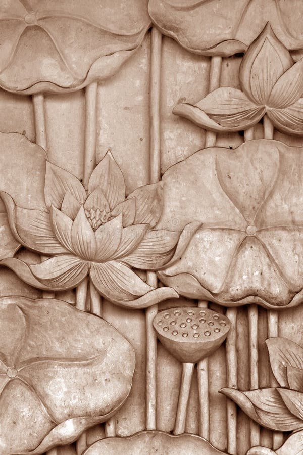 Floral Sculpture Design on Granite Wall Stock Photo - Image of luxury ...