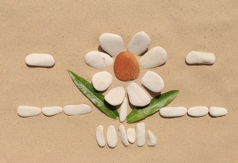 Stone flower on sand stock photo. Image of beauty, material - 74244930