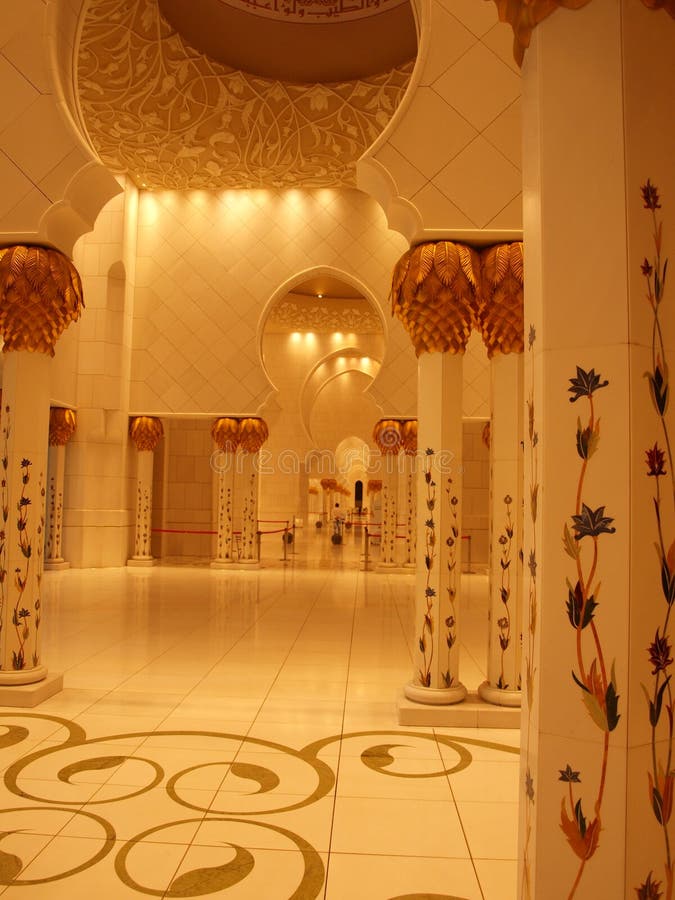 Stone Flowers and the Columns in the Interior of the White Mosque Stock ...