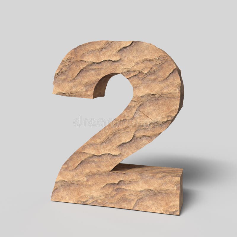Stone Font 3D Render of Number 2 Stock Illustration - Illustration of ...
