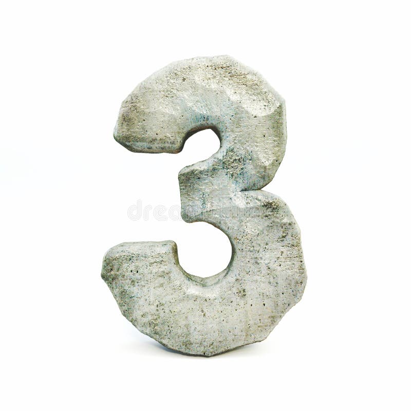 Stone Font Number 3 THREE 3D Stock Illustration - Illustration of ...