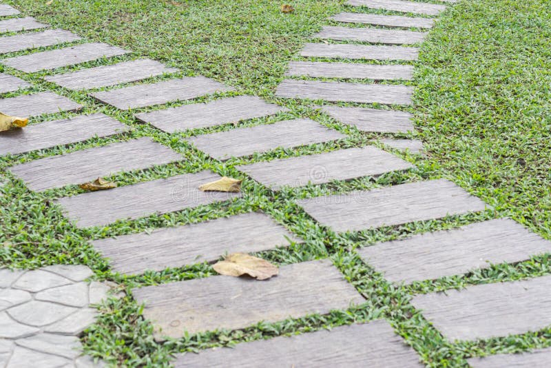 Stone Foot Pathway in the Park Stock Image - Image of design, plant ...