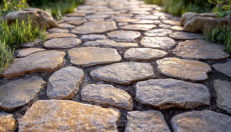 Stone Footpath Pattern Rock Sidewalk Architecture Rough Grass Generated ...