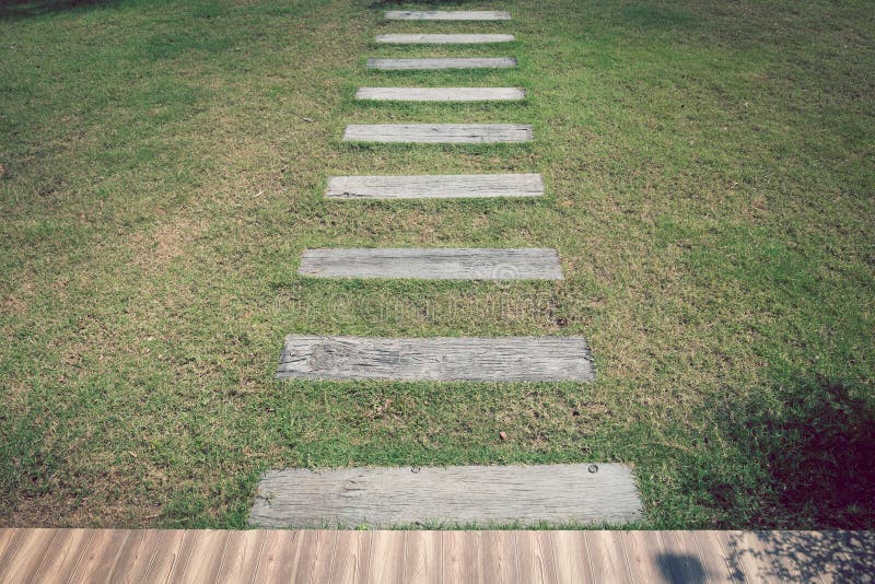 Stone Footpath Pavement on Green Grass Stock Photo - Image of pathway ...
