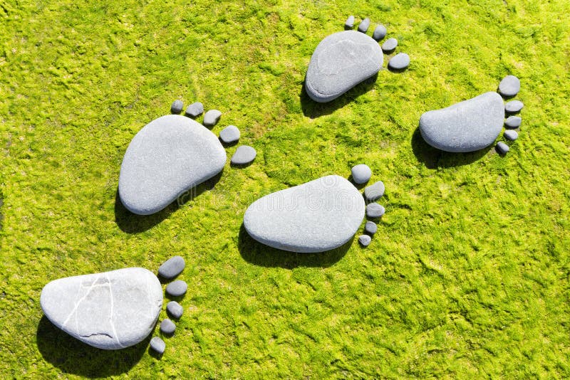 Stone footprints stock image. Image of green, coast, barefoot - 34783235