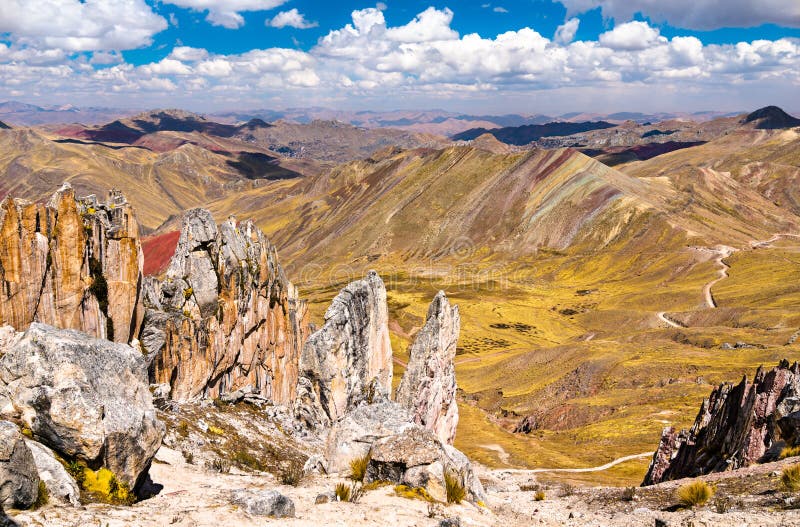 Stone Forest at Palccoyo Rainbow Mountains in Peru Stock Image - Image ...