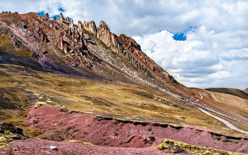 Stone Forest at Palccoyo Rainbow Mountains in Peru Stock Image - Image ...