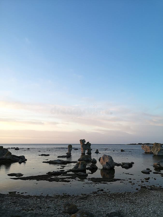 Stone Formation Shaped Like a Dog Standing in the Ocean Stock Photo ...