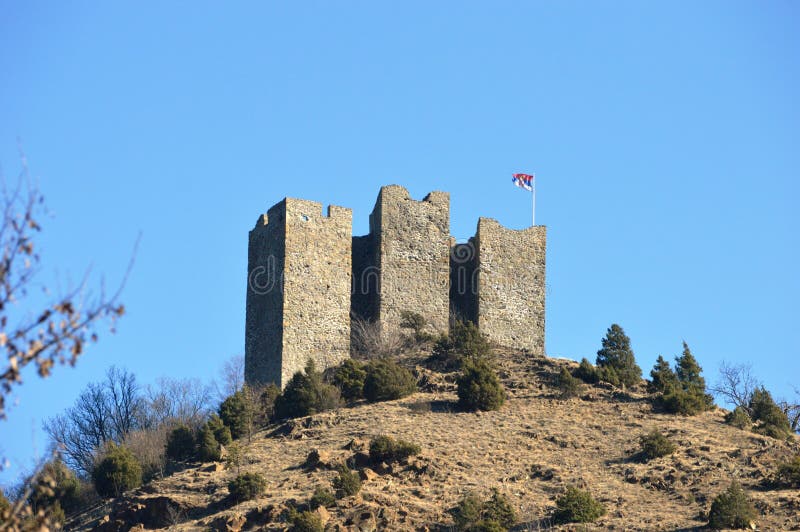 Stone fort on a hill stock photo. Image of castle, terrain - 373454536