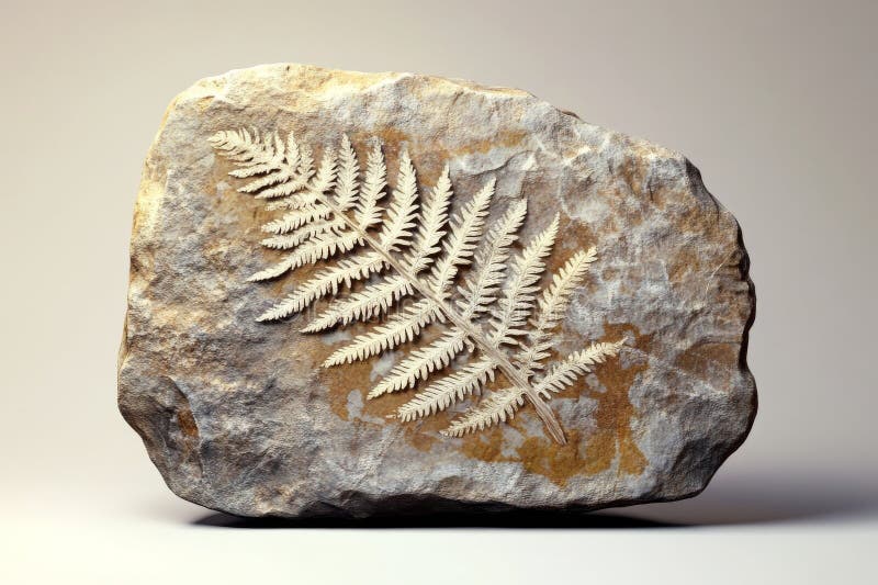 Stone with Fossilized Fern Imprint. Generative AI. Stock Illustration ...