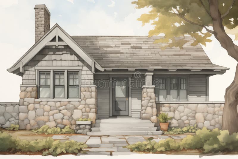 Stone Foundation on a Grey-colored Shingle Style Building, Magazine ...