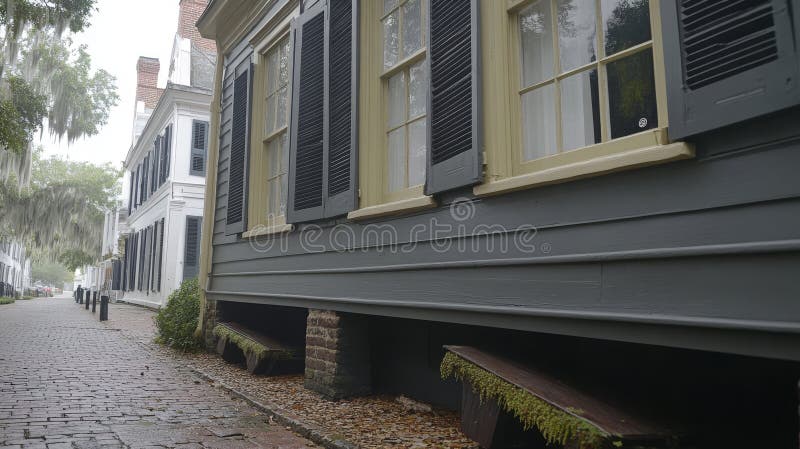 The Stone Foundation of a Historic Brick Building is Moss-covered Stock ...